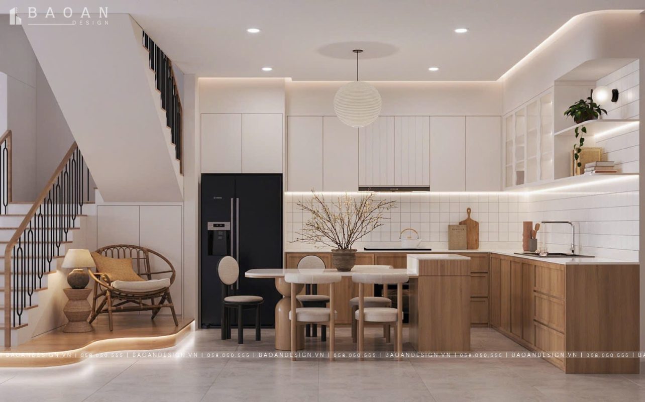 Mẫu tủ bếp đẹp hình chữ L đẹp, tiện nghi PB16